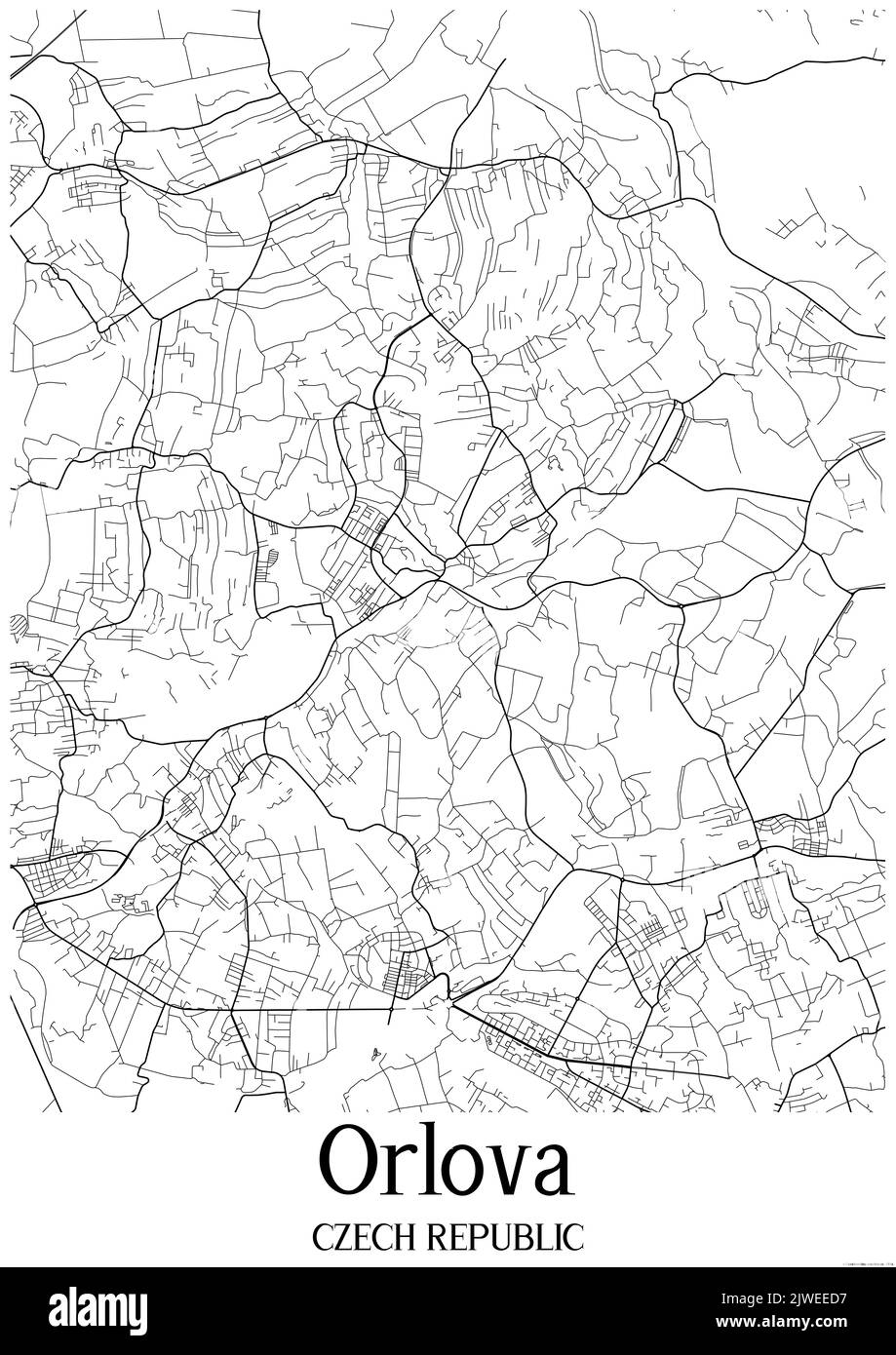 Black and white urban map of orlova Stock Photo - Alamy