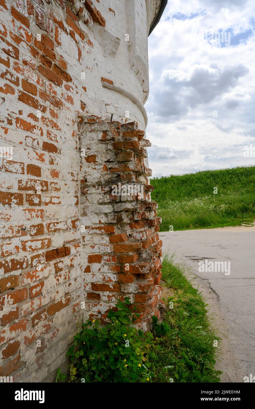 Fragment of medieval brickwork of the fortress wall of the Ryazan ...