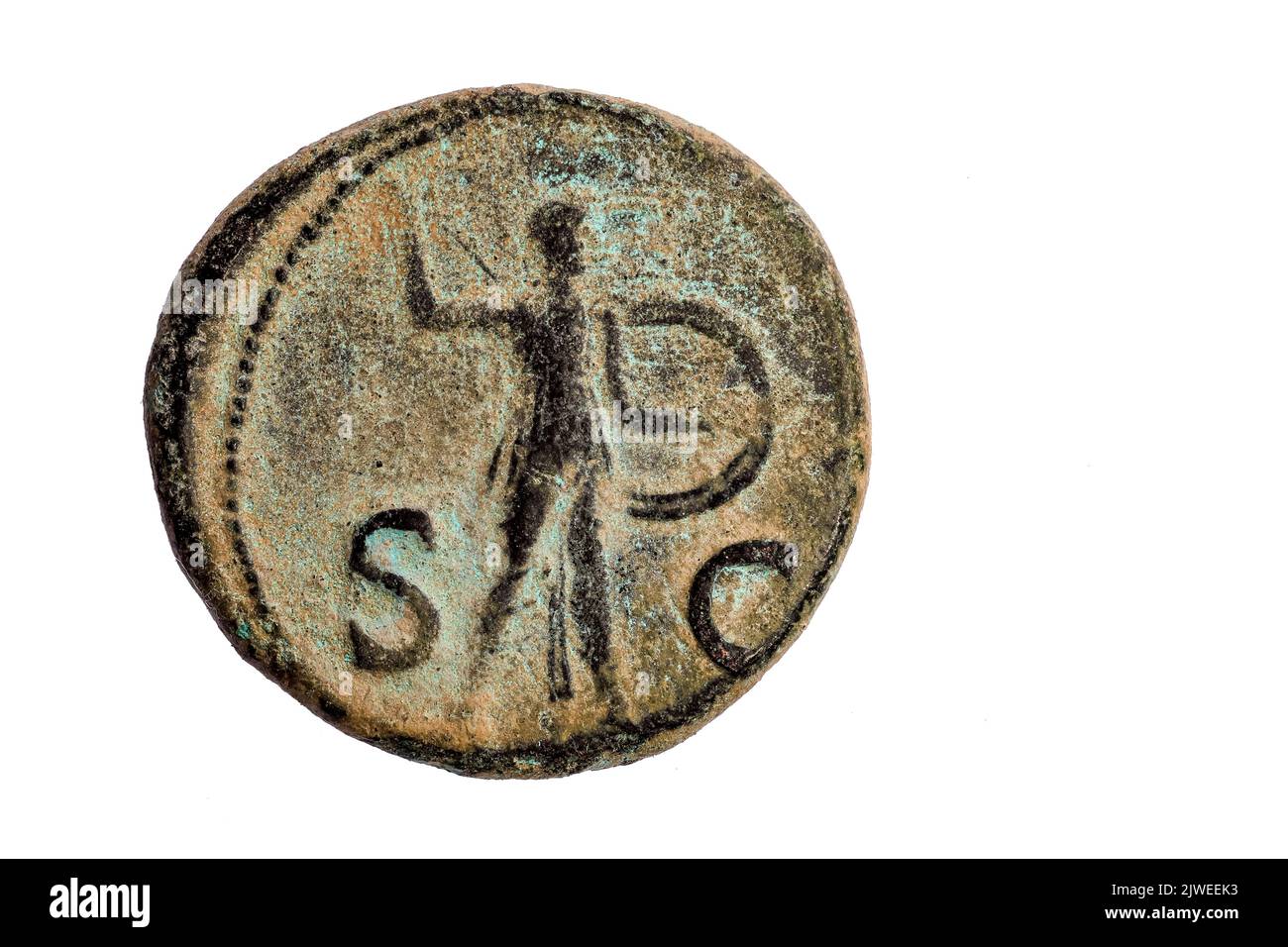 Bronze Roman Empire coin. Ace of August Stock Photo - Alamy