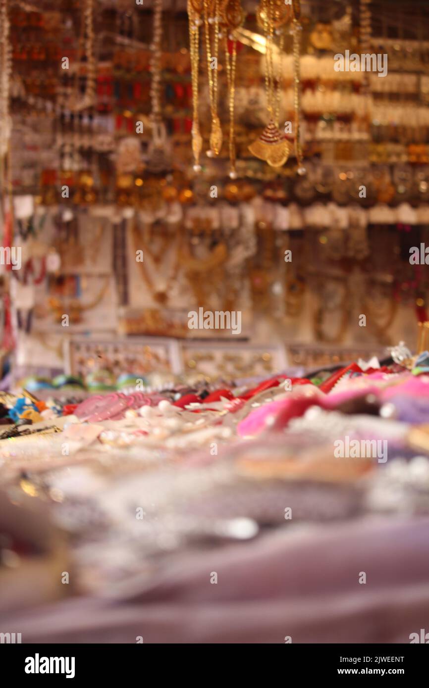 Jewelry on window display Stock Photo - Alamy