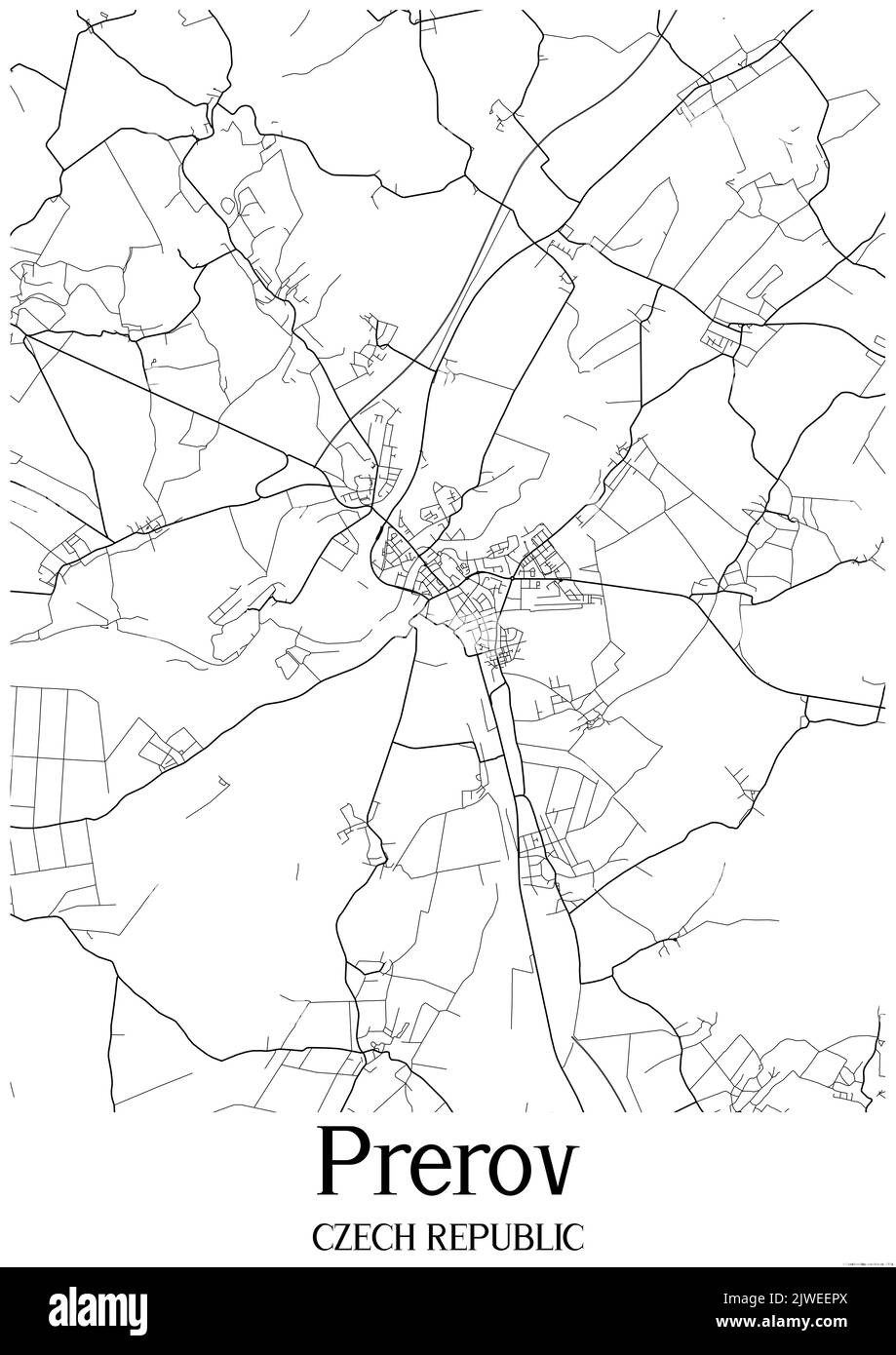 Black and white urban map of prerov Stock Photo - Alamy