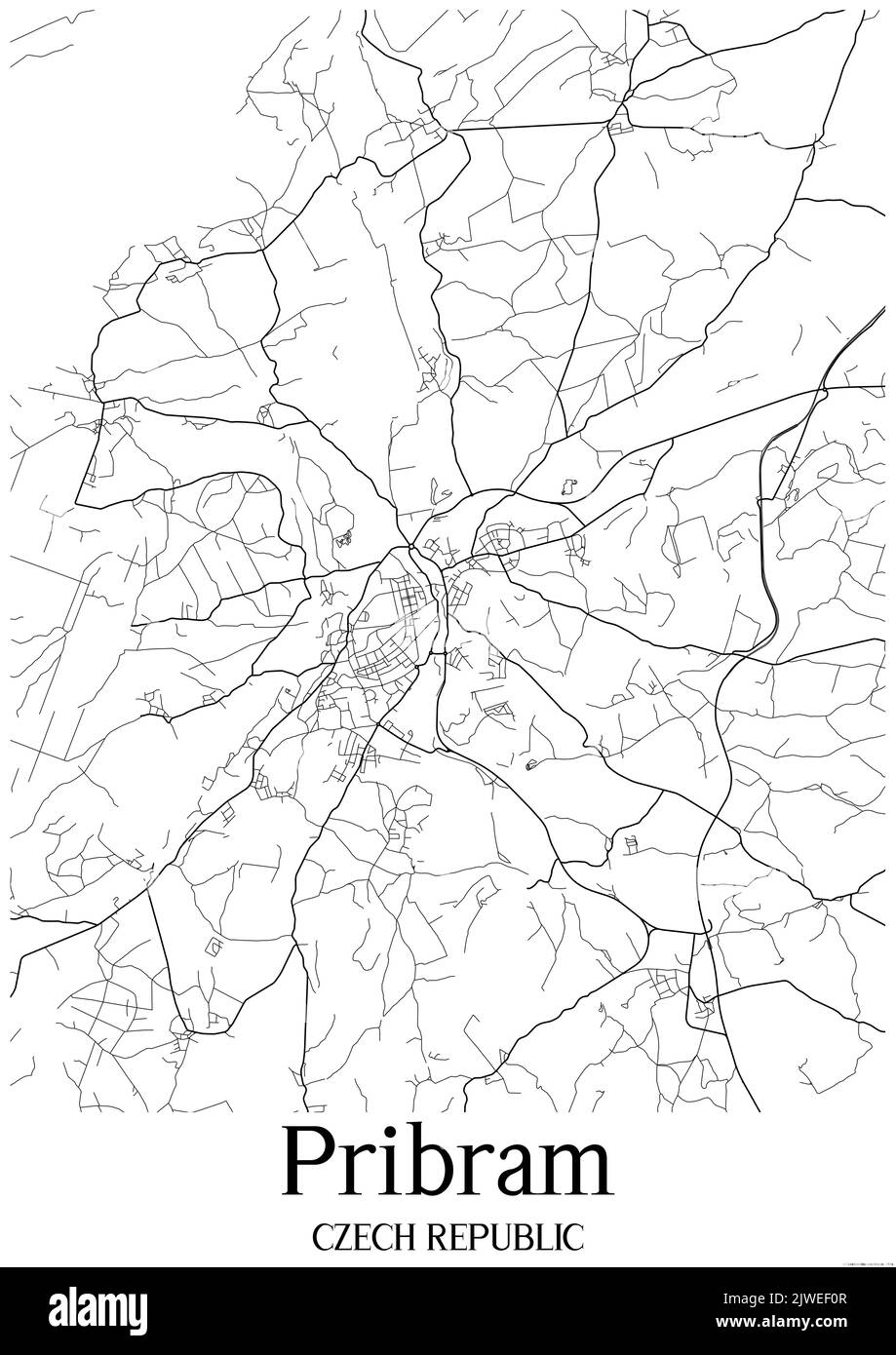 Black and white urban map of pribram Stock Photo - Alamy