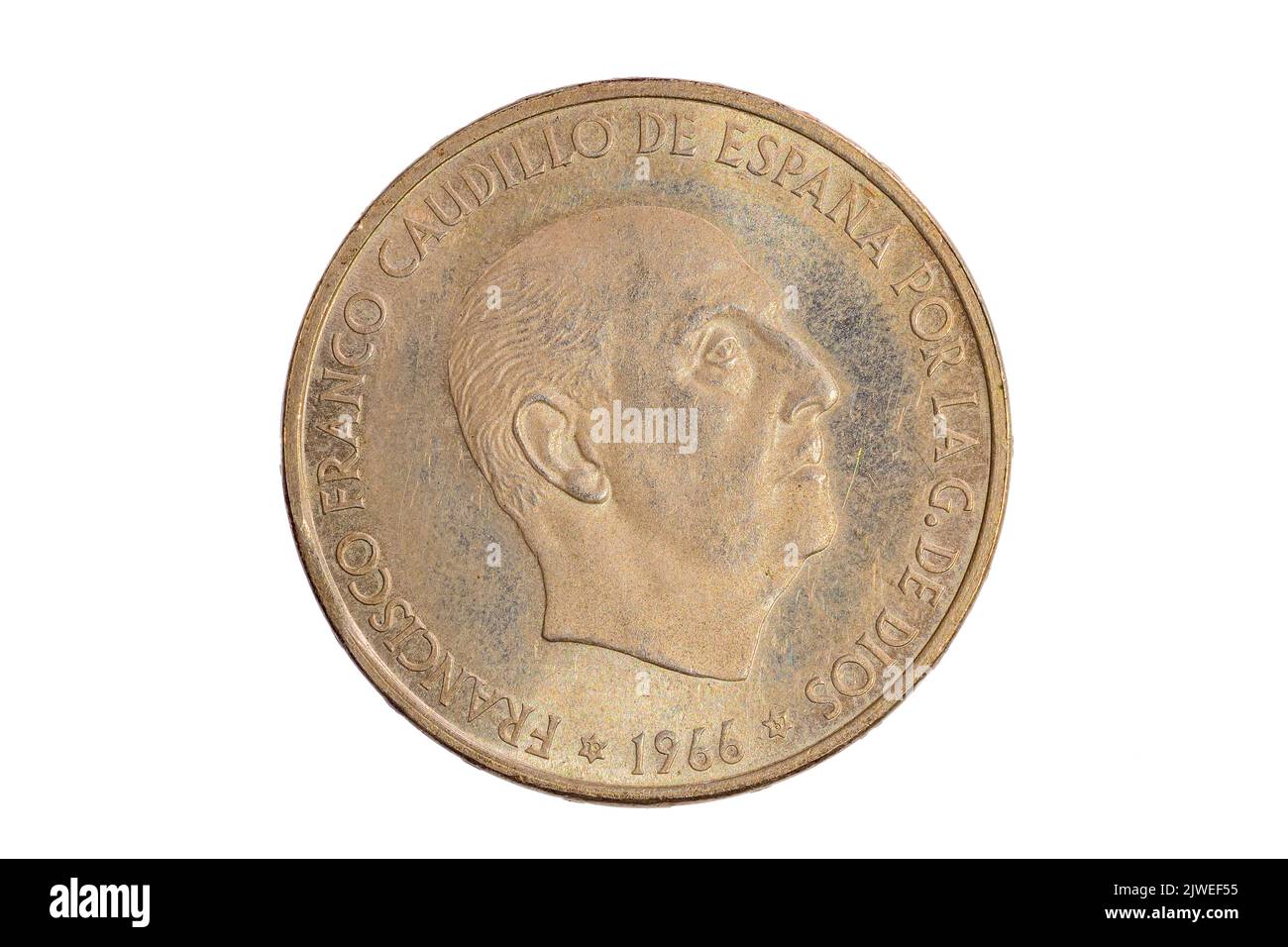 Franco five peseta coin from 1966 Stock Photo - Alamy