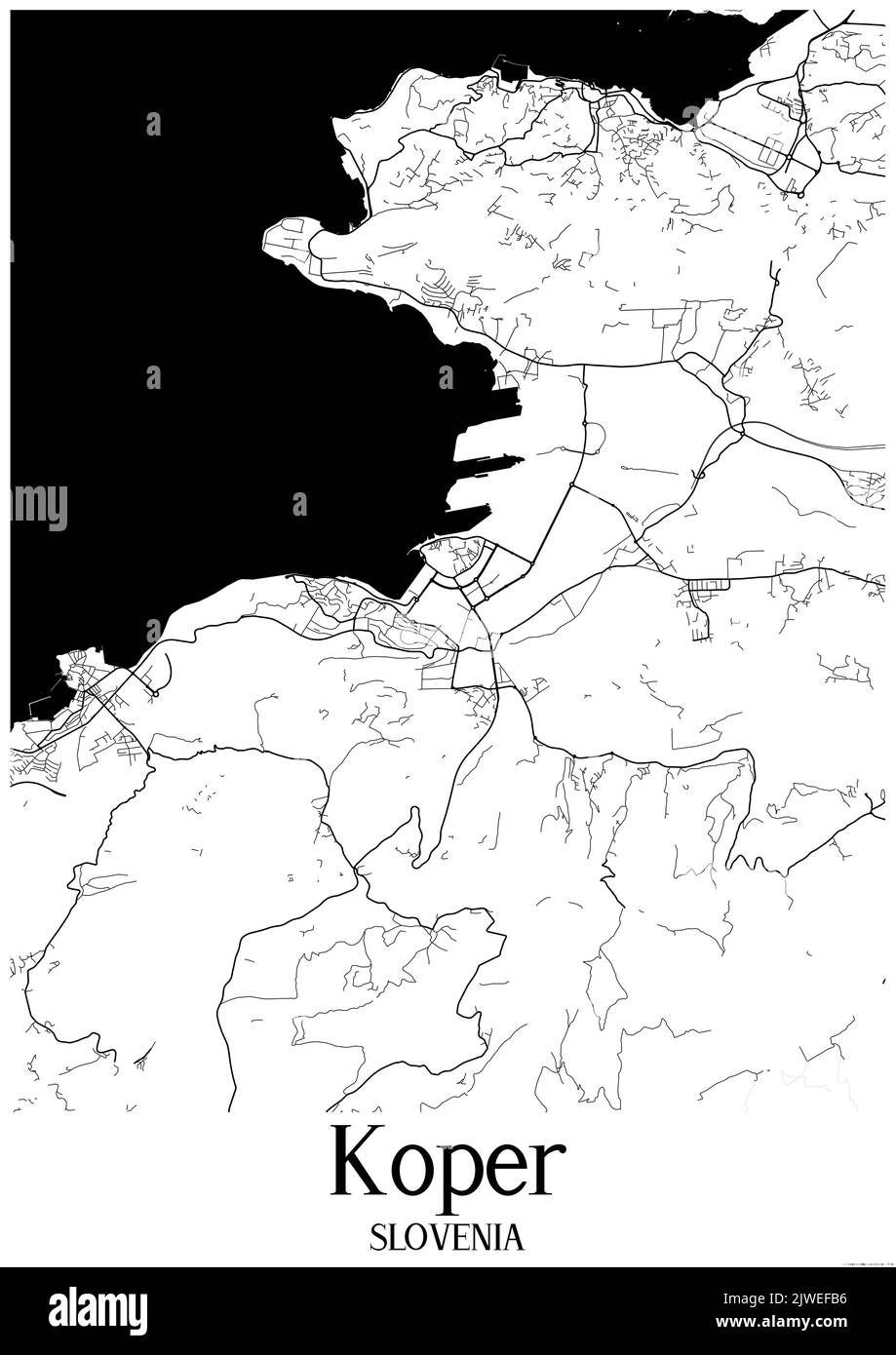 Black and white urban map of koper Stock Photo - Alamy