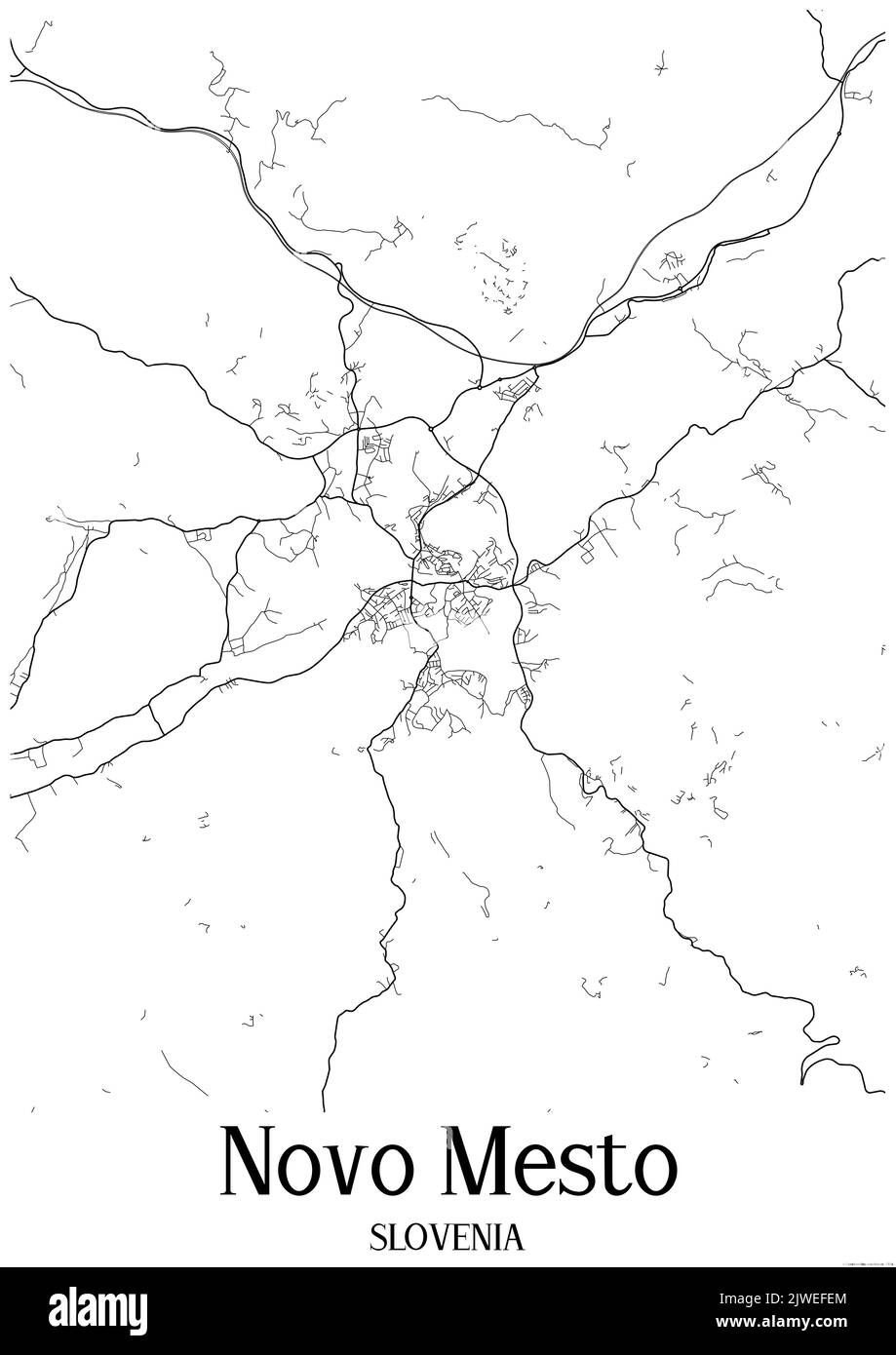 Black and white urban map of novo mesto Stock Photo - Alamy