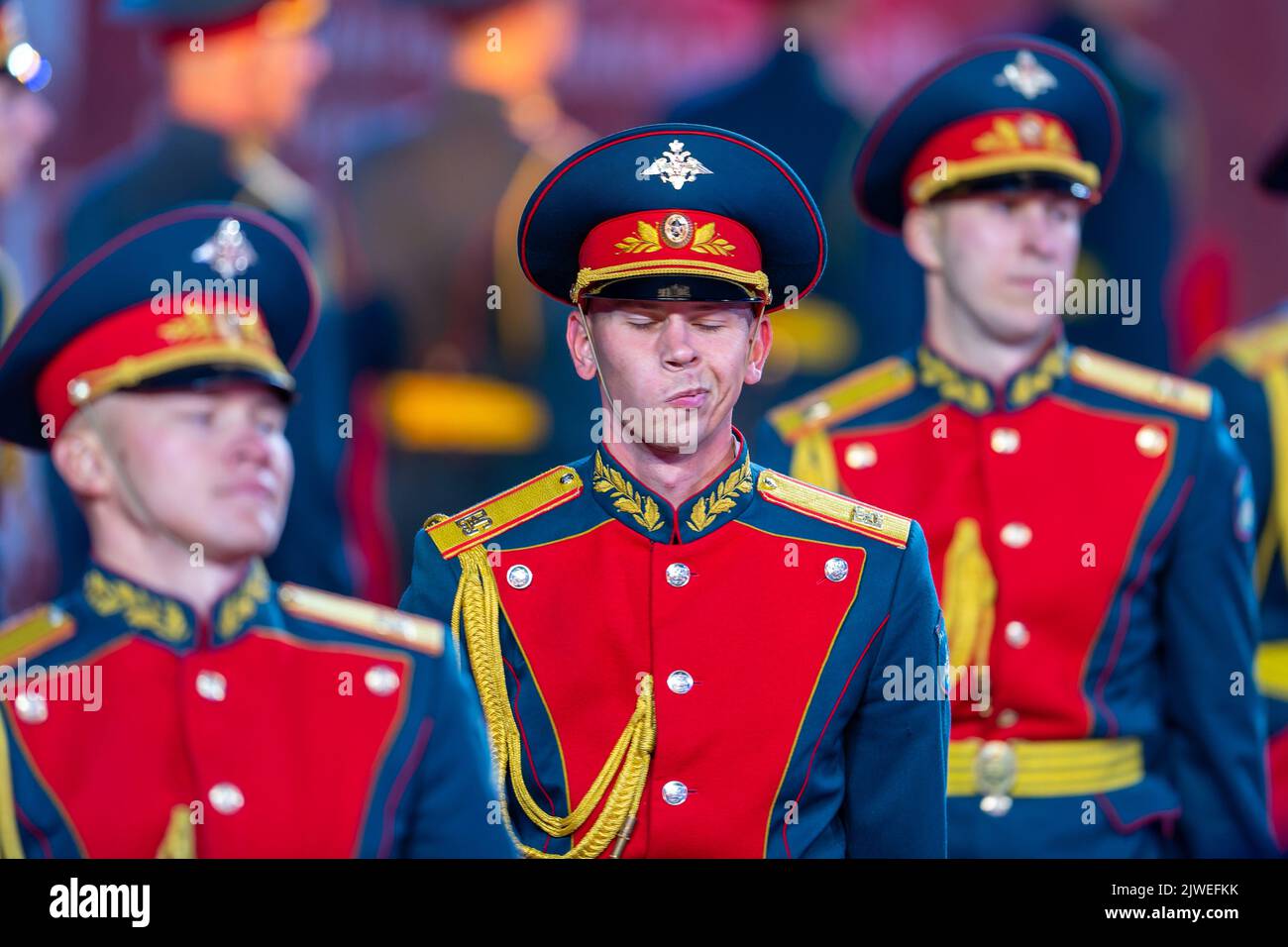 Moscow. The military personnel of a company of guard of honor 154 ...