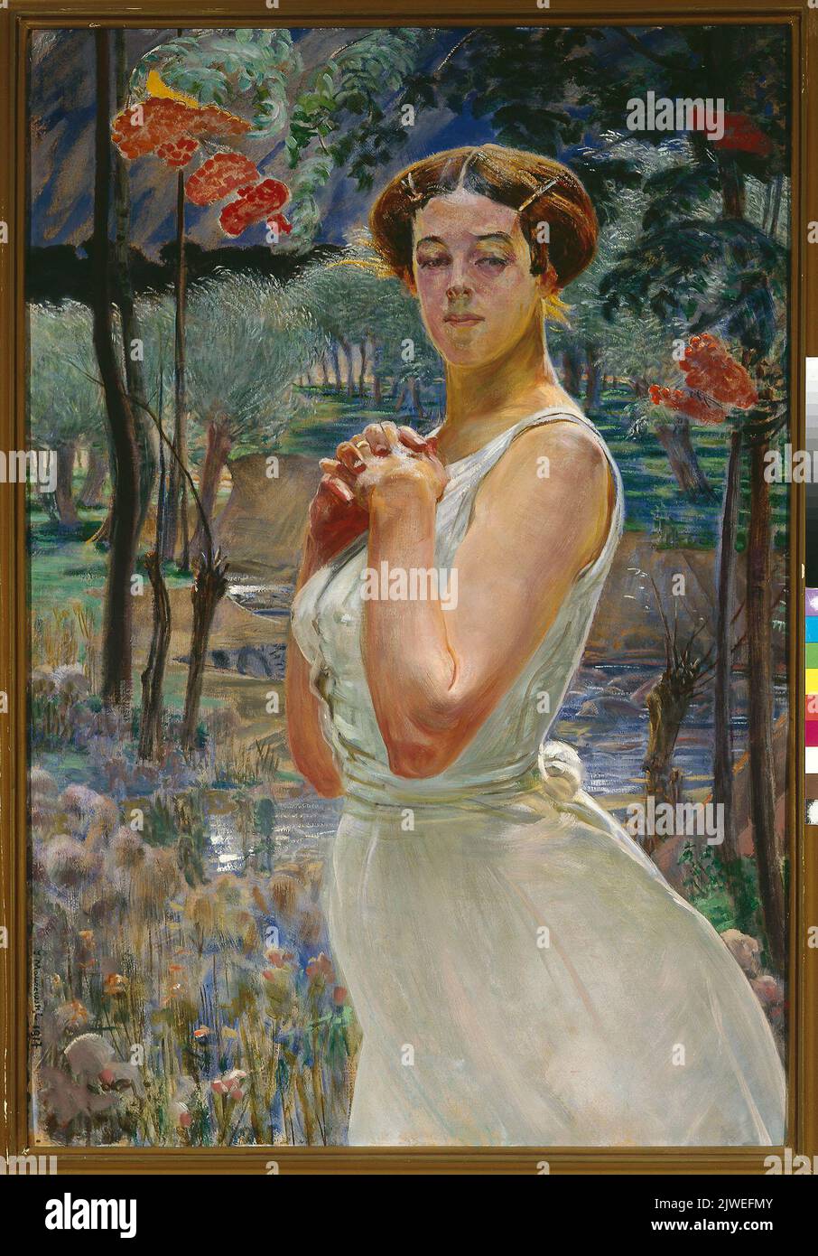 Portrait of a woman against a rowanberry grove. Malczewski, Jacek (1854 ...
