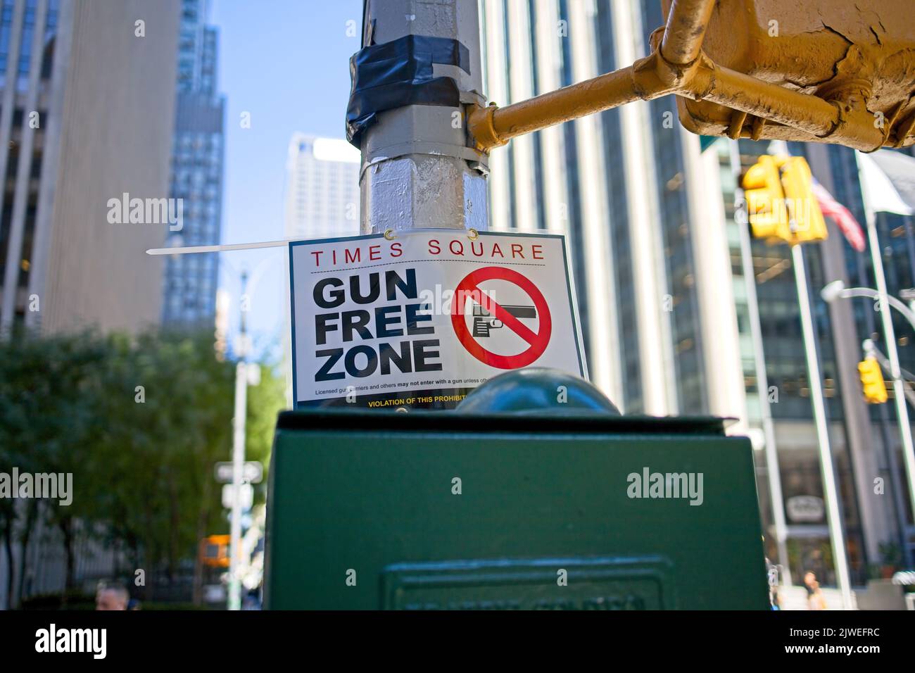 New York, NY, USA - Sept 5, 2022: A sign posted in Times Square area ...