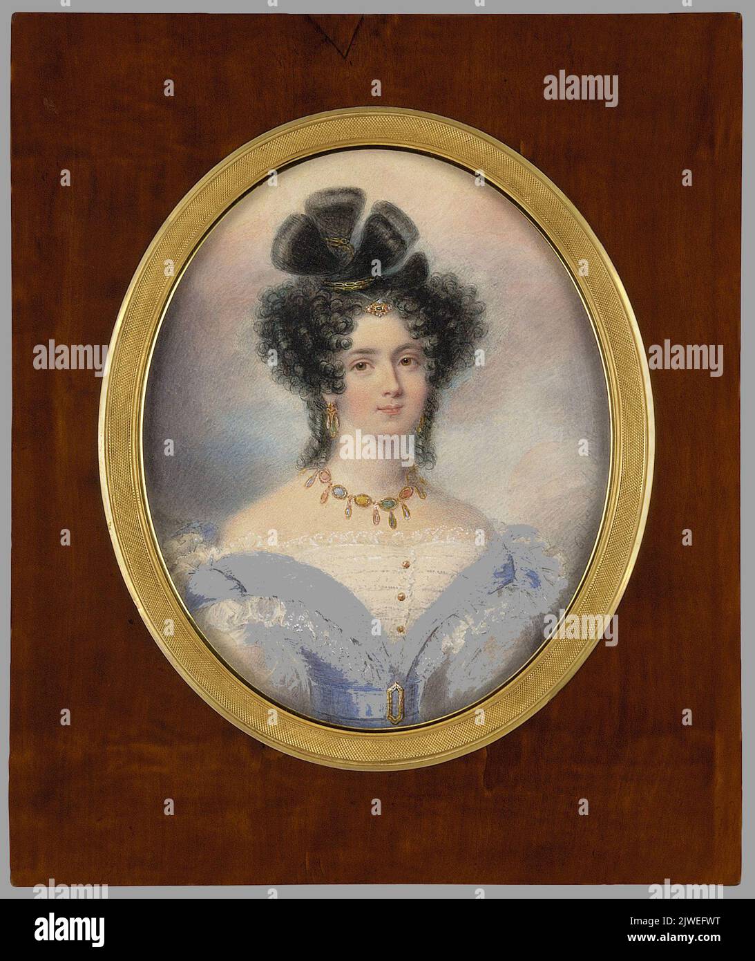 Portret damy w błękitnej balowej sukni. unknown, painter Stock Photo ...