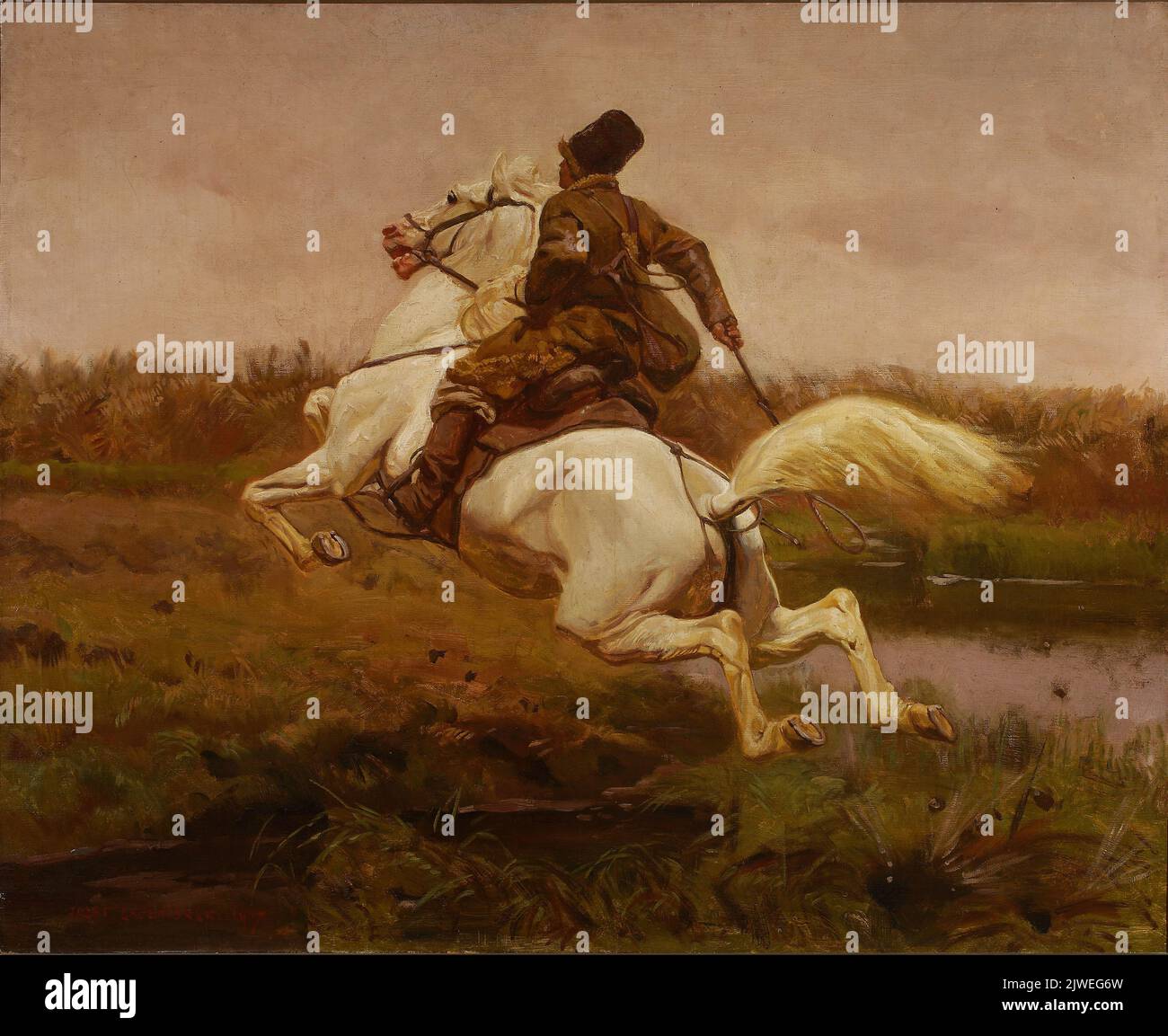 Whipper-in. Chełmoński, Józef (1849-1914), painter Stock Photo - Alamy