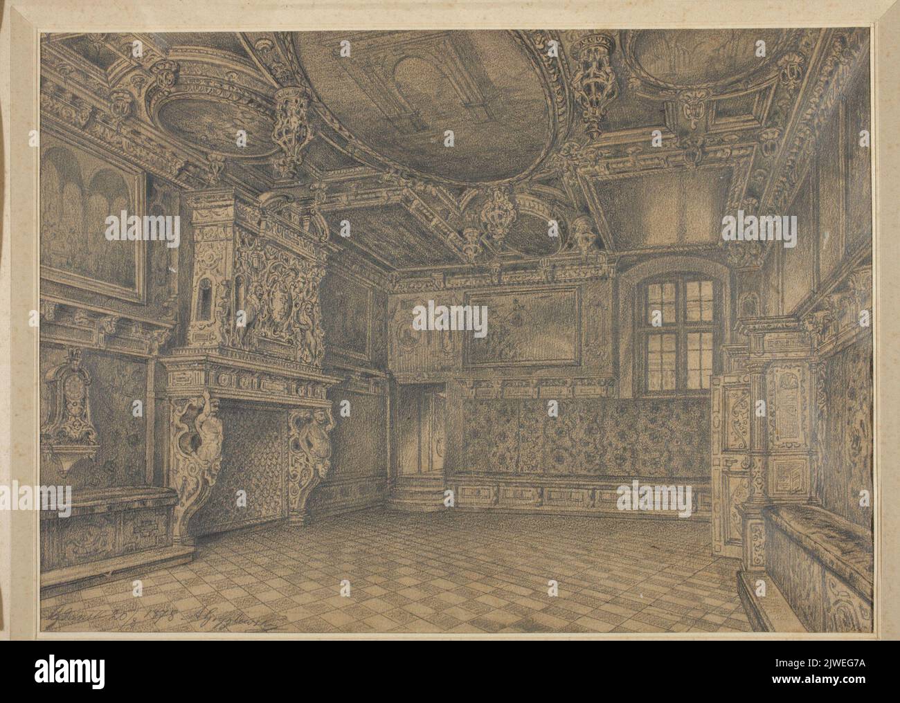 Red Hall at the Town Hall in Gdansk. Gryglewski, Aleksander (1833-1879 ...