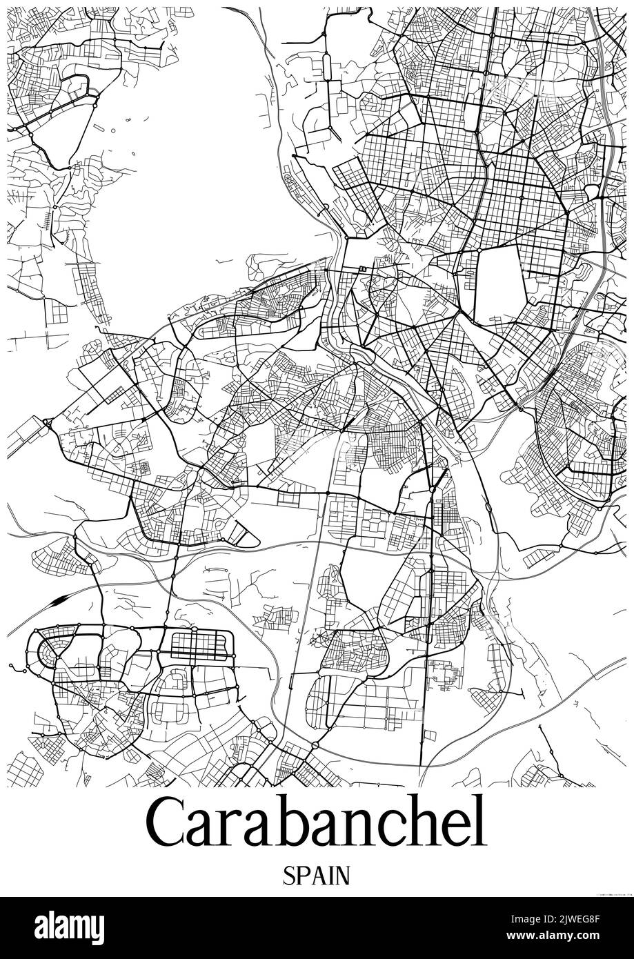 Black and white urban map of carabanchel Stock Photo - Alamy