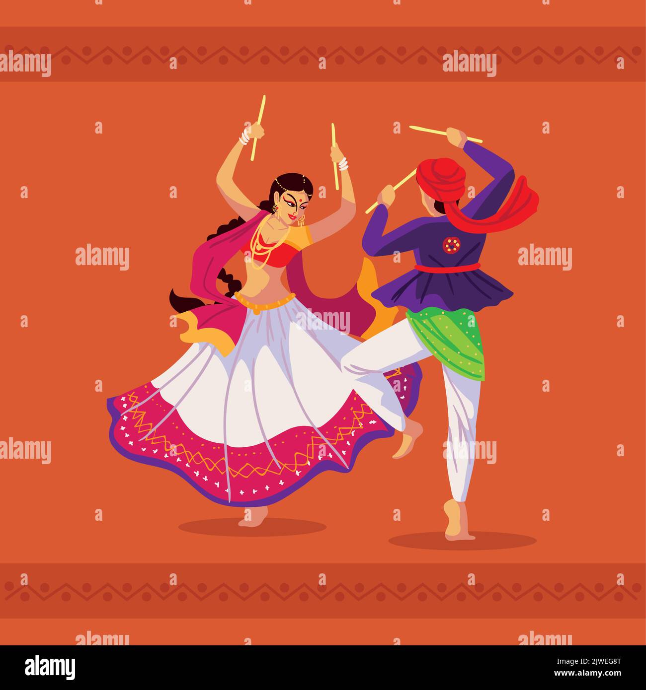 Indian dancing couple Stock Vector Images - Alamy