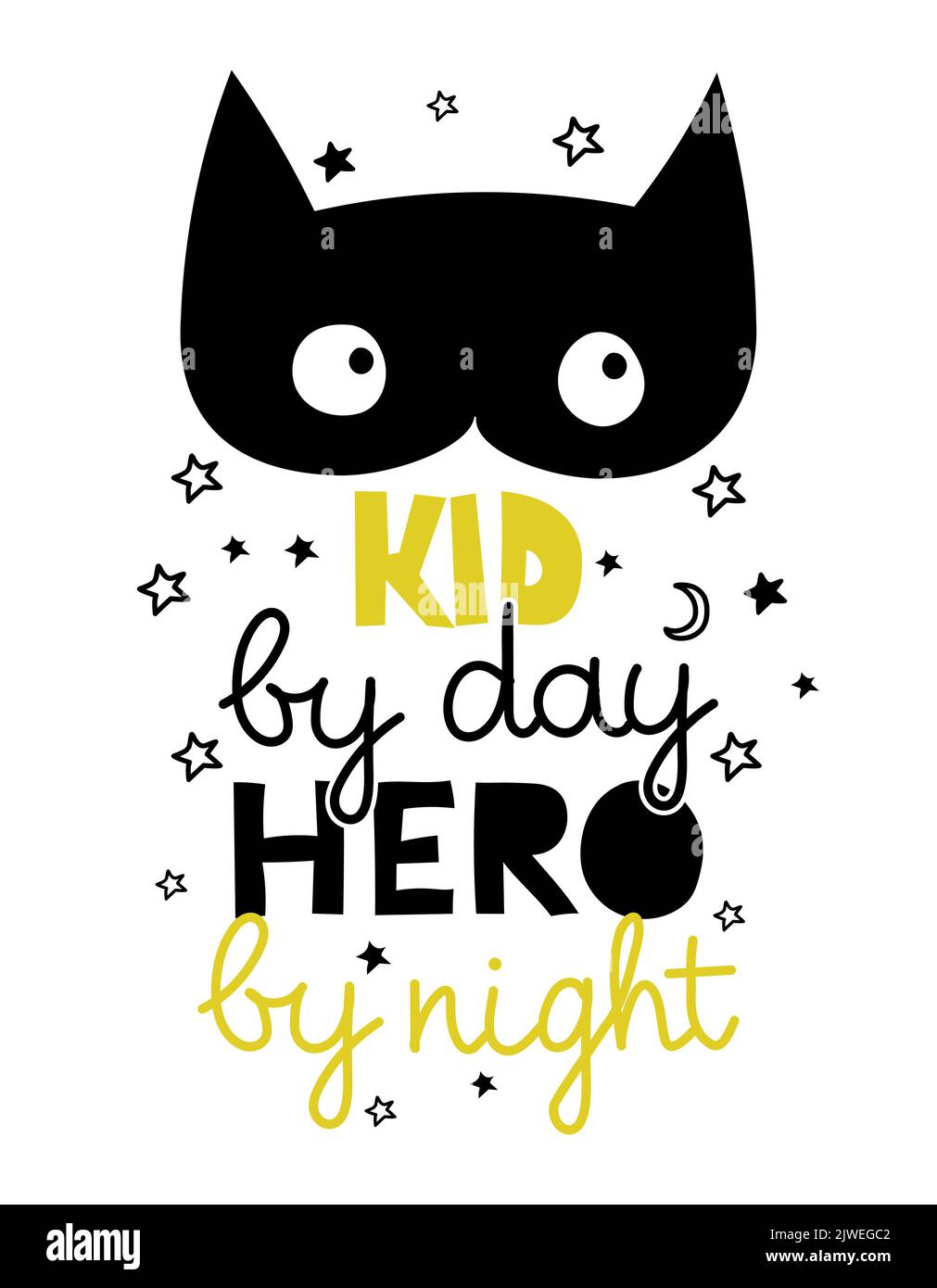 Kid by day, Hero by night - Scandinavian style funny design for clothes ...