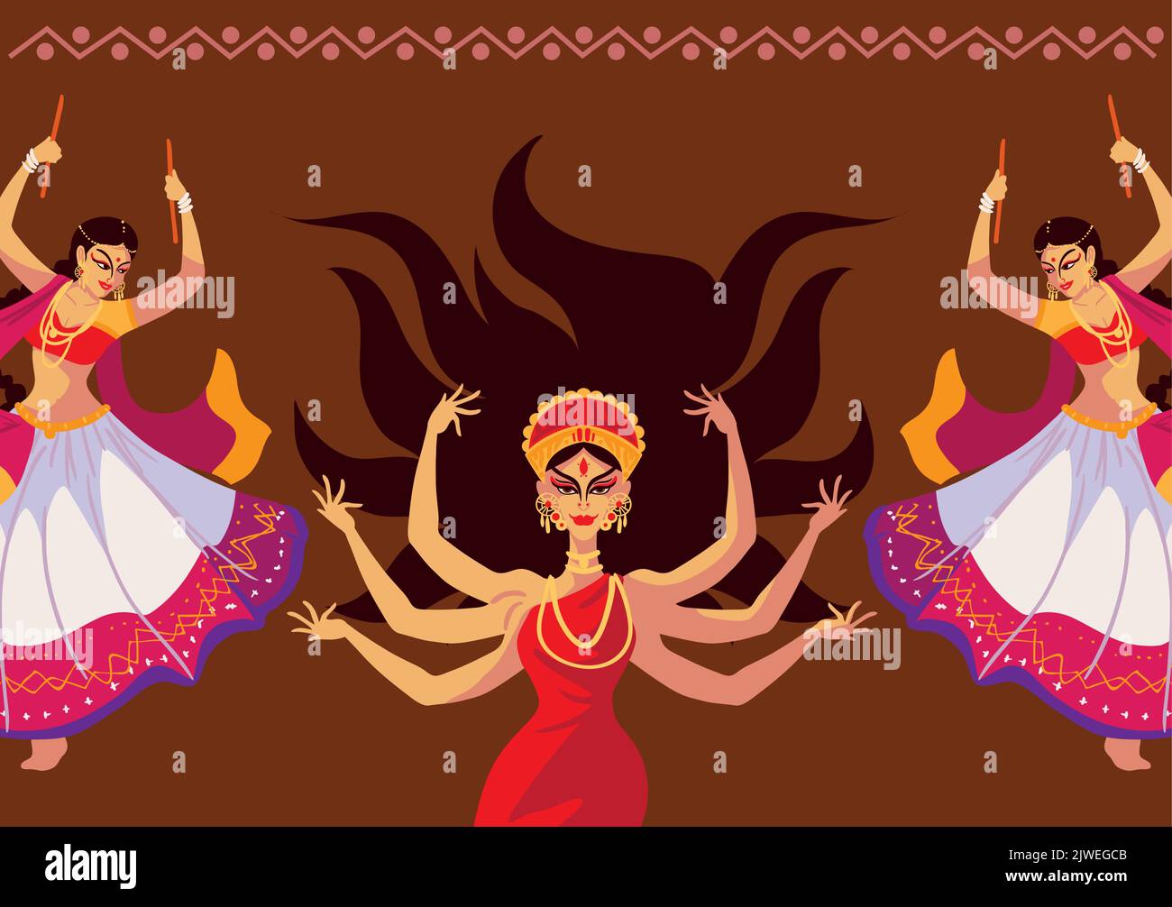 navratri, goddess and female dancers Stock Vector Image & Art - Alamy