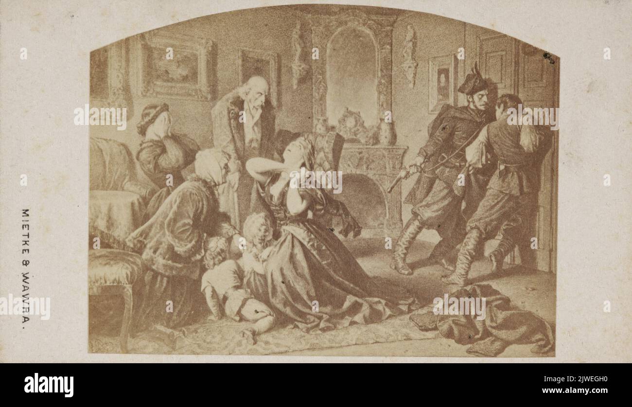 Reproduction of drawing: Artur Grottger, `Obrona dworu` [Defending the ...