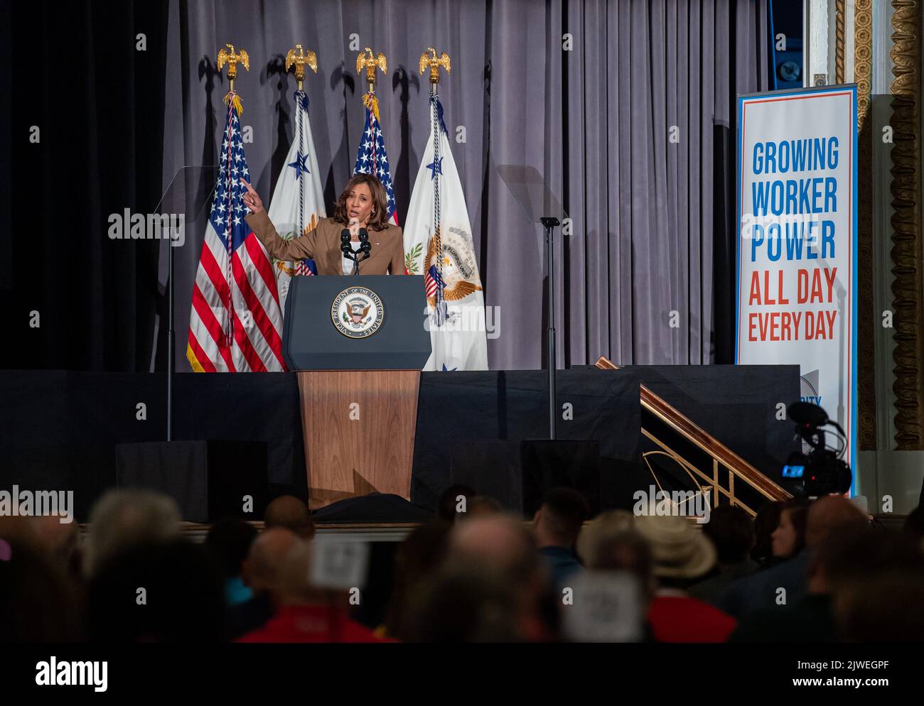 U.S. Vice President Kamala Harris speaks during the annual Greater ...
