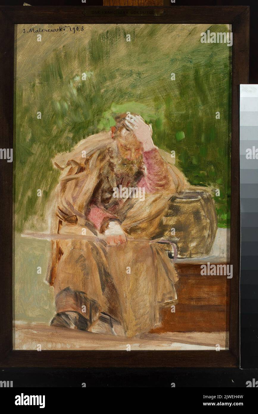 Old man at a water well. Malczewski, Jacek (1854-1929), painter Stock ...