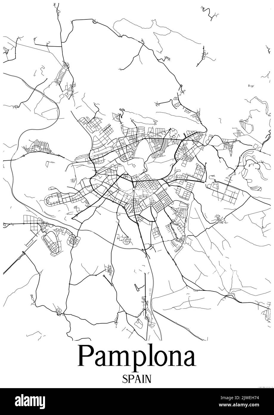 Pamplona city map hi-res stock photography and images - Alamy