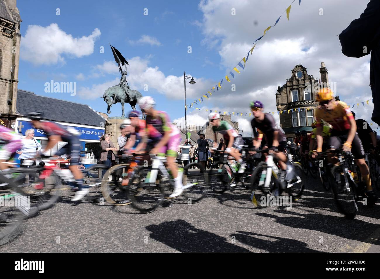Hawick, United Kingdom. 5th Sep, 2022. Start of AJ Bell Tour of Britain ...
