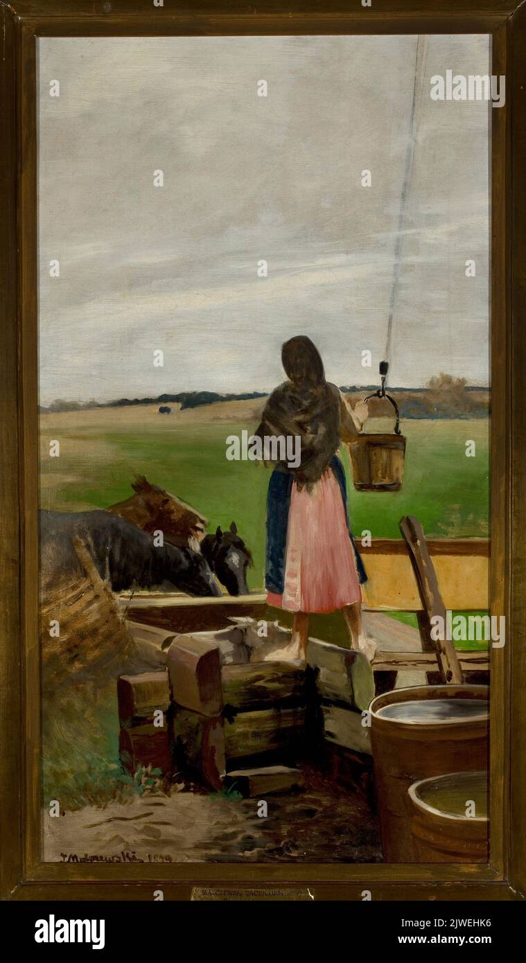 Girl at a water well. Malczewski, Jacek (1854-1929), painter Stock ...
