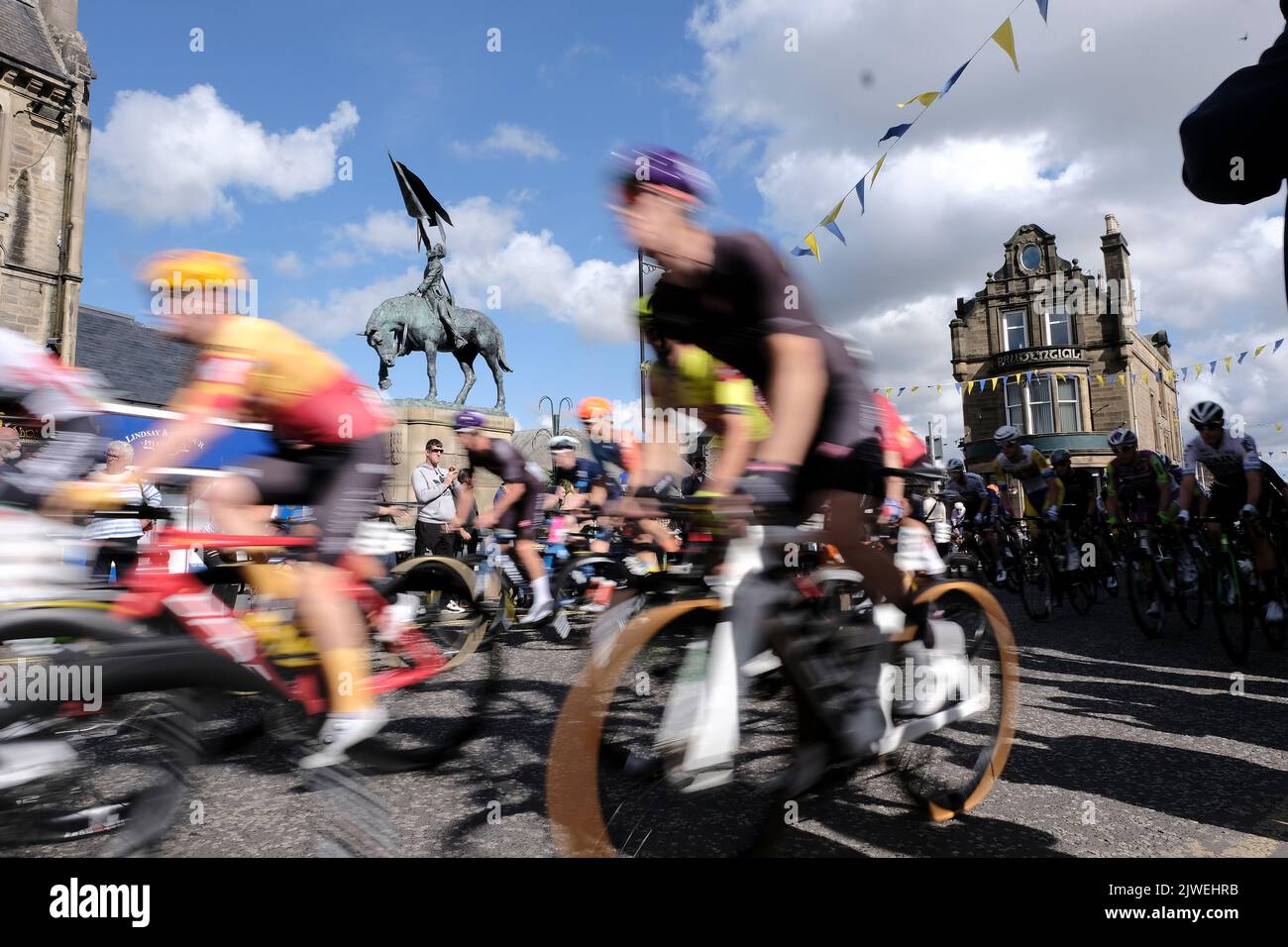 Hawick, United Kingdom. 5th Sep, 2022. Start of AJ Bell Tour of Britain ...