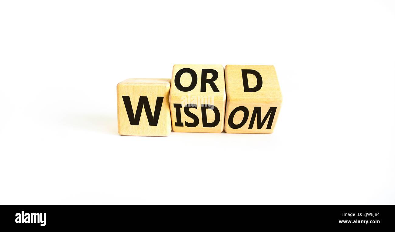 Wisdom word symbol. Concept words Wisdom word on wooden cubes ...