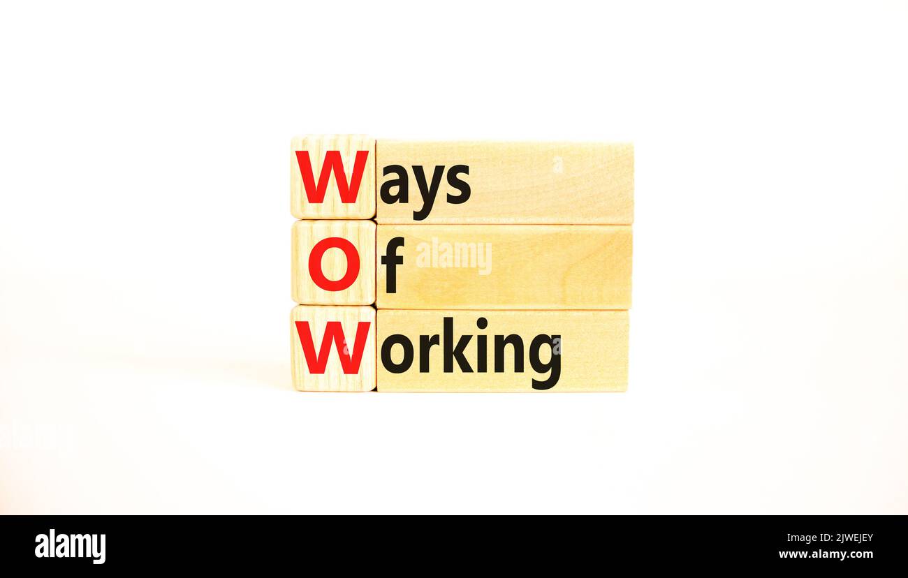 WOW ways of working symbol. Concept words WOW ways of working on wooden ...