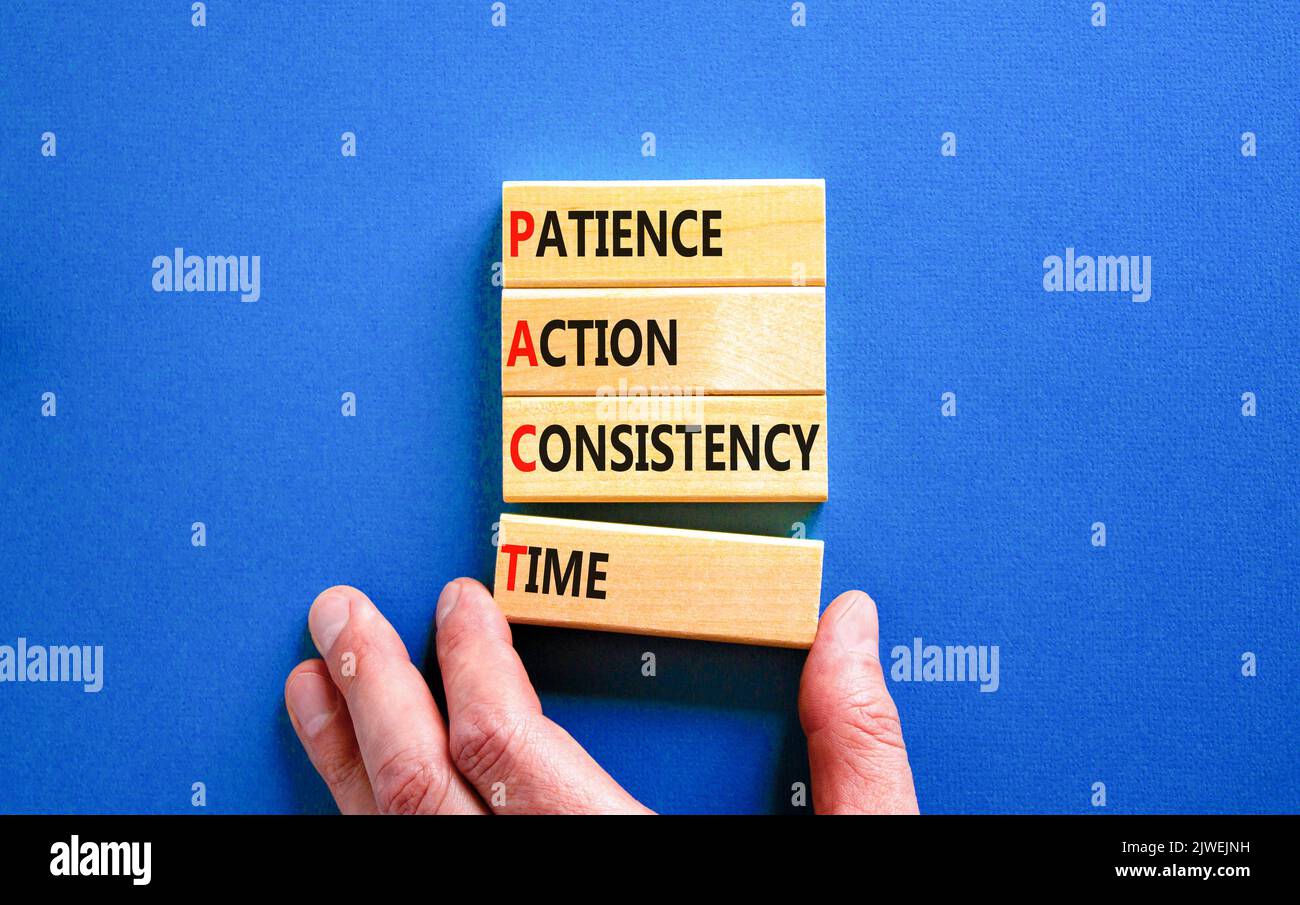 PACT patience action consistency time symbol. Concept words PACT ...