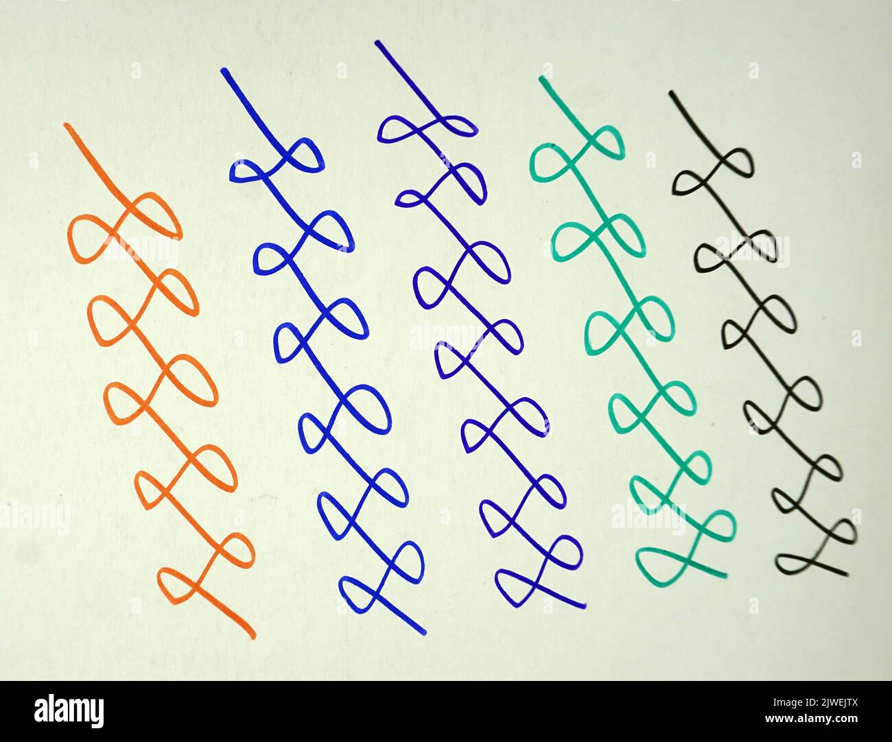 Practice drawing colored lines with Copic marker, curves, straight ...