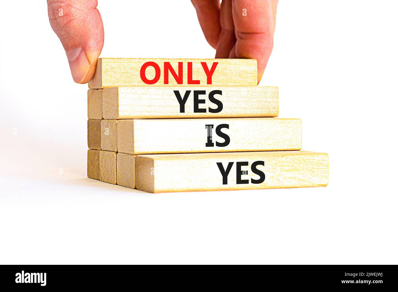Only yes is yes symbol. Concept words Only yes is yes on wooden blocks ...