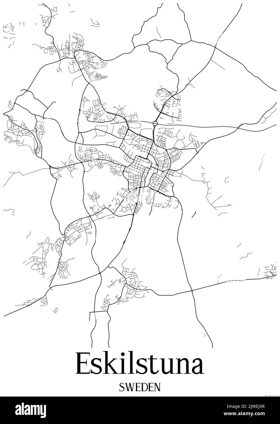 Black and white urban map of eskilstuna Stock Photo - Alamy