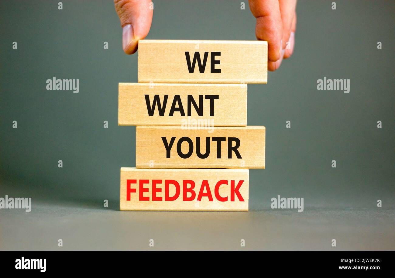 Support and we want your feedback symbol. Concept words We want your ...