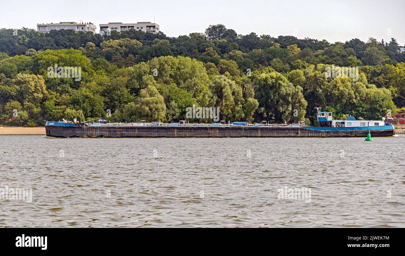 Novi Sad, Serbia - August 19, 2022: Self Propelled Barge Tanker Ship ...