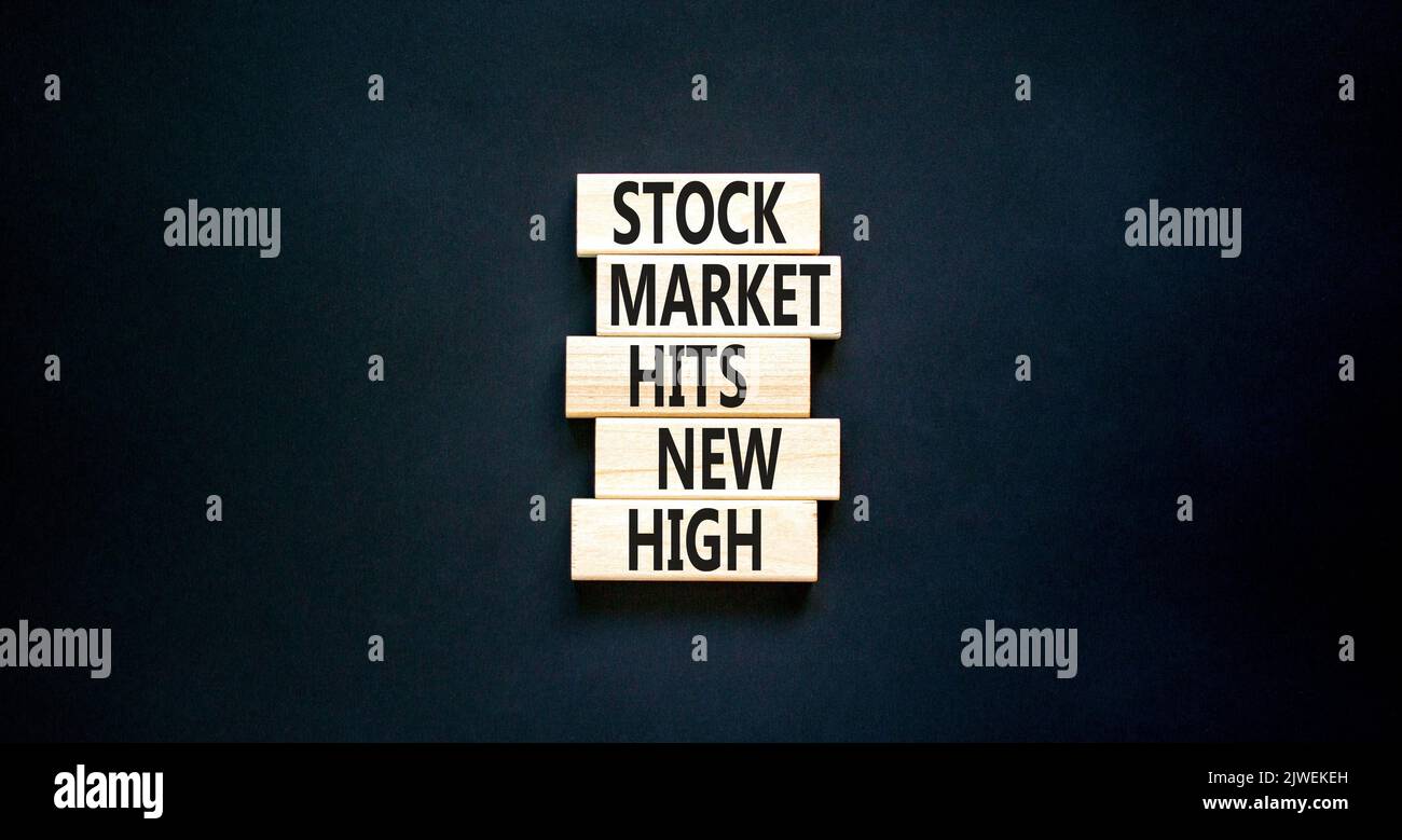 Stock market hits new high symbol. Concept words Stock market hits new ...