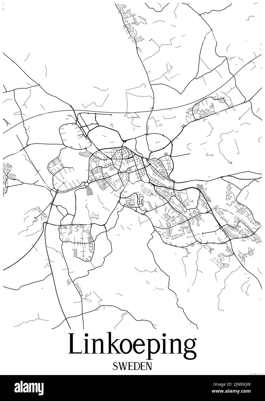 Black and white urban map of linkoeping Stock Photo - Alamy
