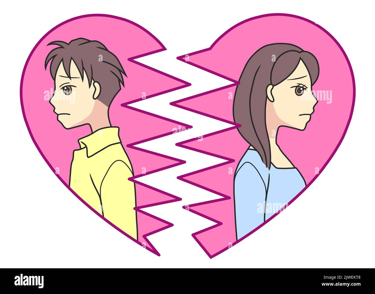 Sad couple back to back in broken heart Stock Photo - Alamy