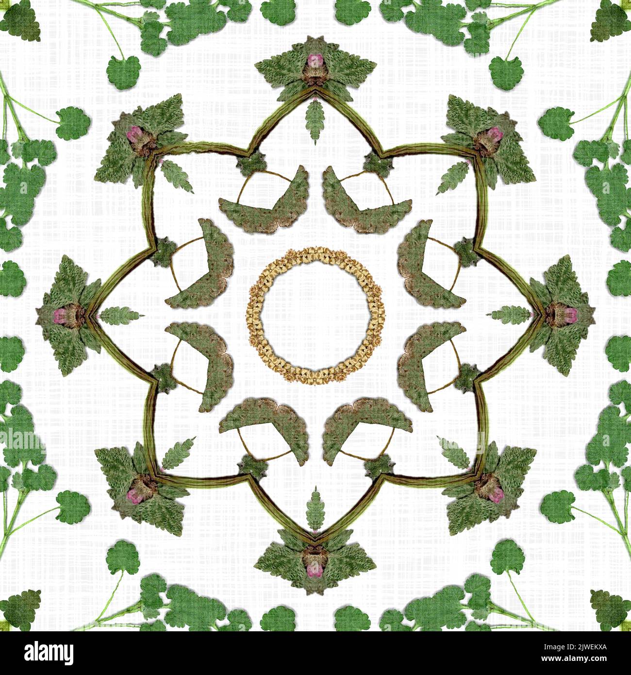 Foliage kaleidoscope seamless texture pattern. Trendy optic fresh ...