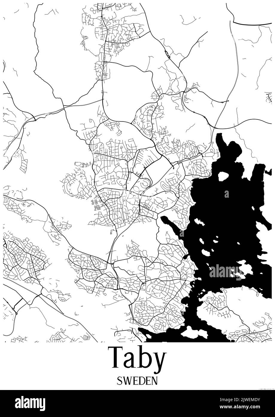 Black and white urban map of taby Stock Photo - Alamy
