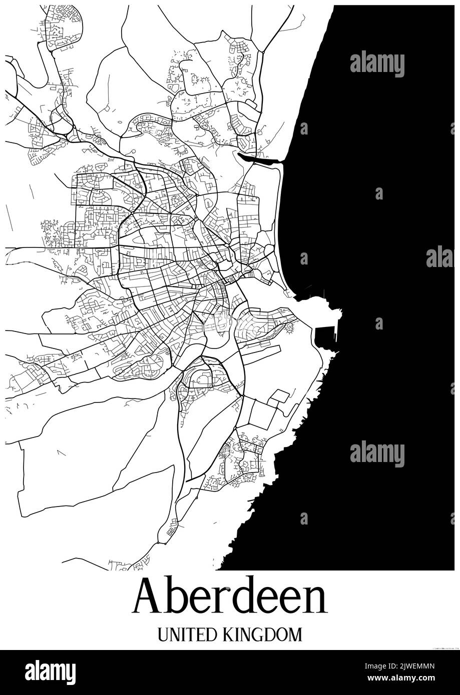 Black and white urban map of aberdeen Stock Photo - Alamy