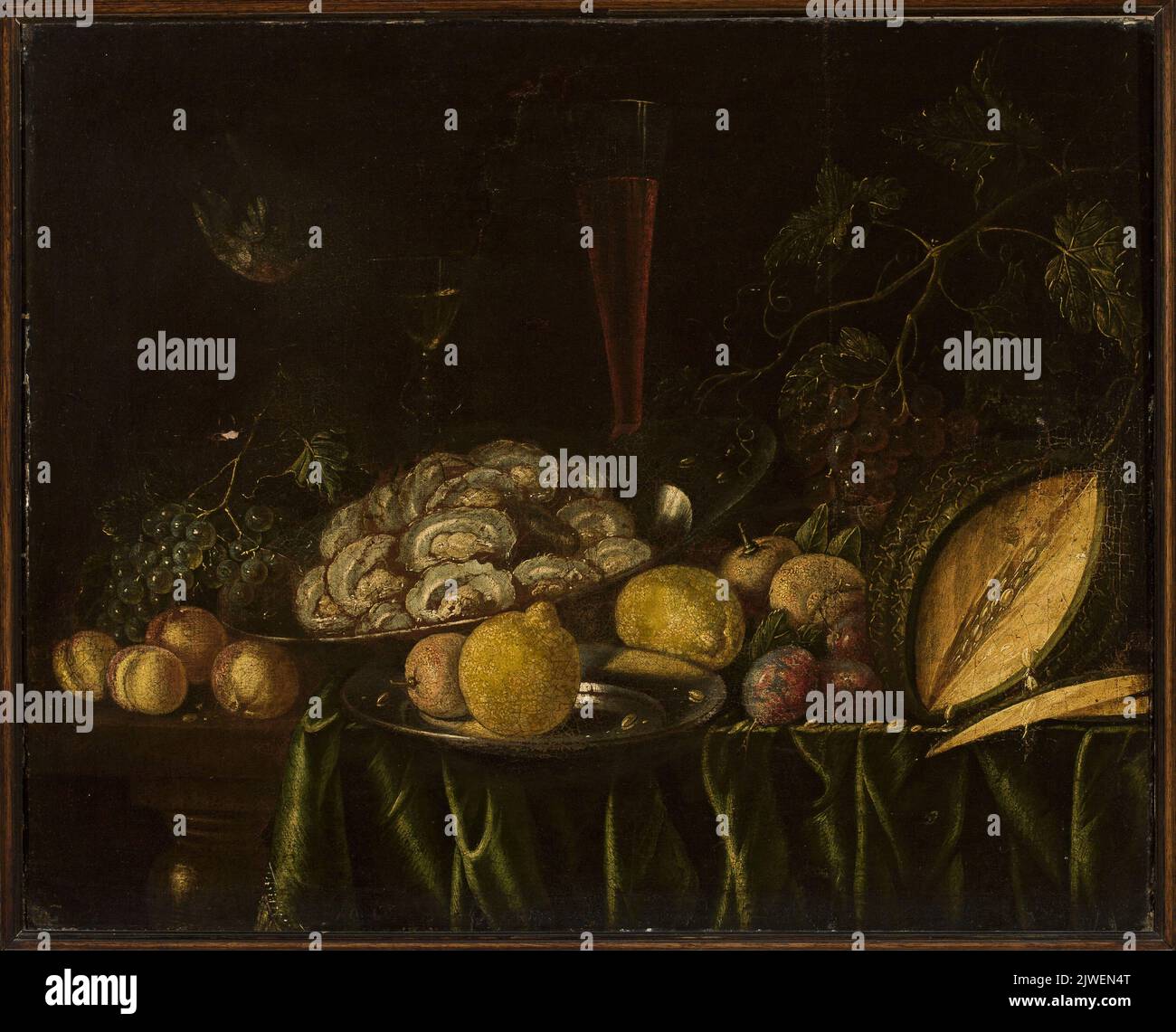 Still life with – fruit, mussels and a bird. Bryer, Cornelis de (?-1671 ...