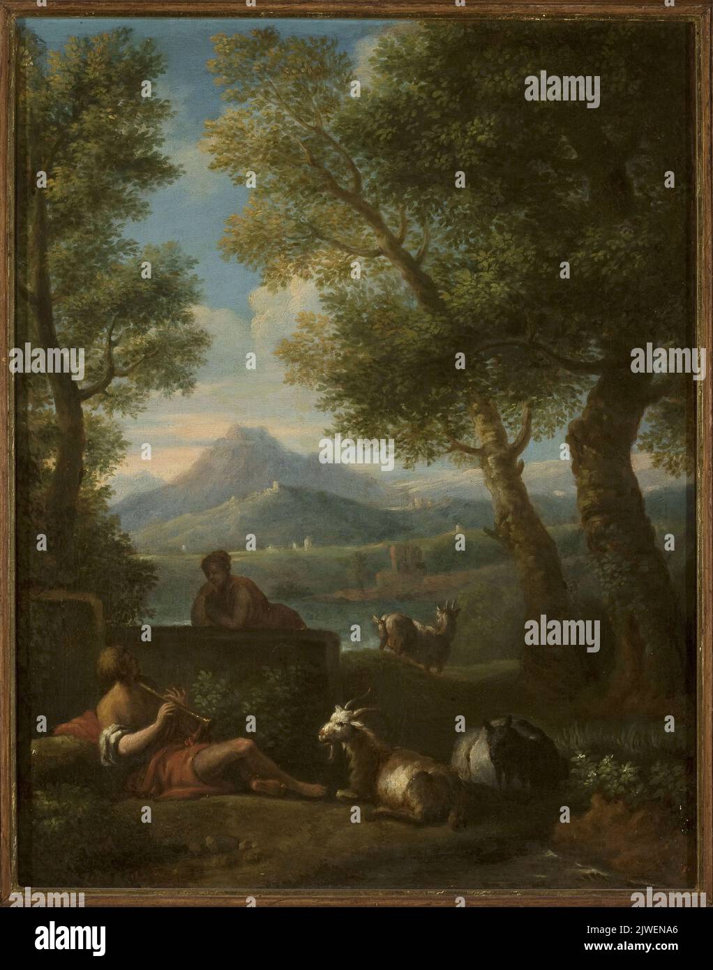 Ideal Landscape with a Shepherd Playing a Flute and a Shepherdess ...