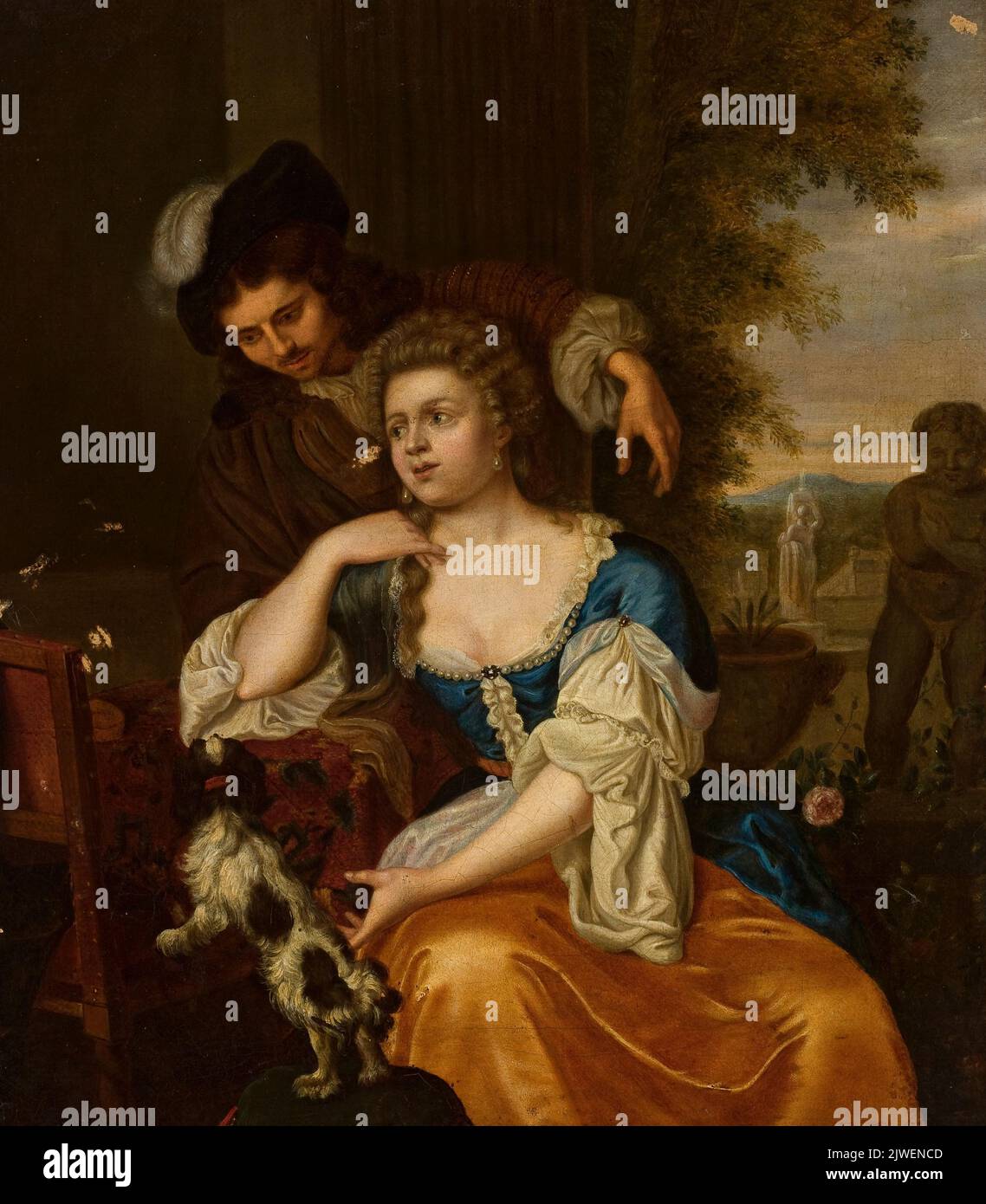 Young lady and a man at a table. Musscher, Michiel van (1645-1705 ...