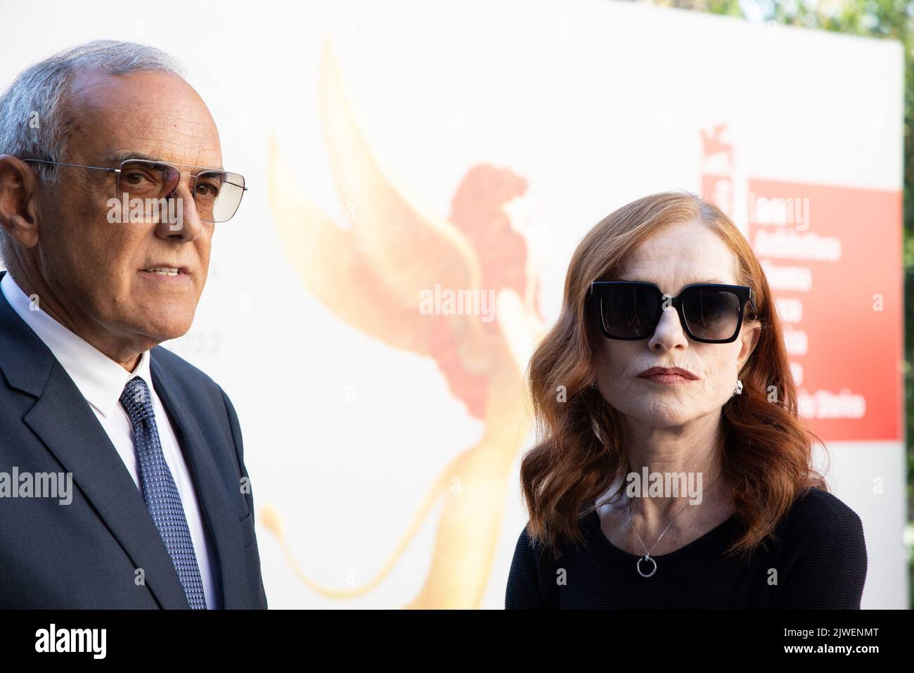 Alberto Barbera and Isabelle Huppert attend the "La Syndicaliste" red ...