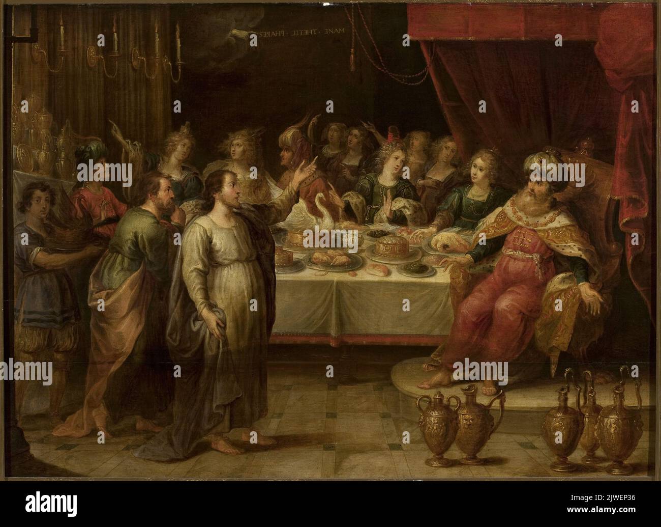 Belshazzar's feast (Daniel 5:1-31). nieznany malarz flamandzki, painter ...