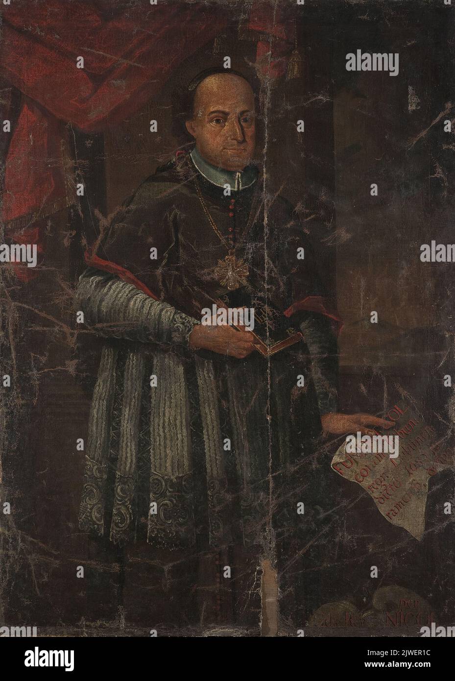 Portrait of a clergyman with a foundation charter. unknown, painter ...