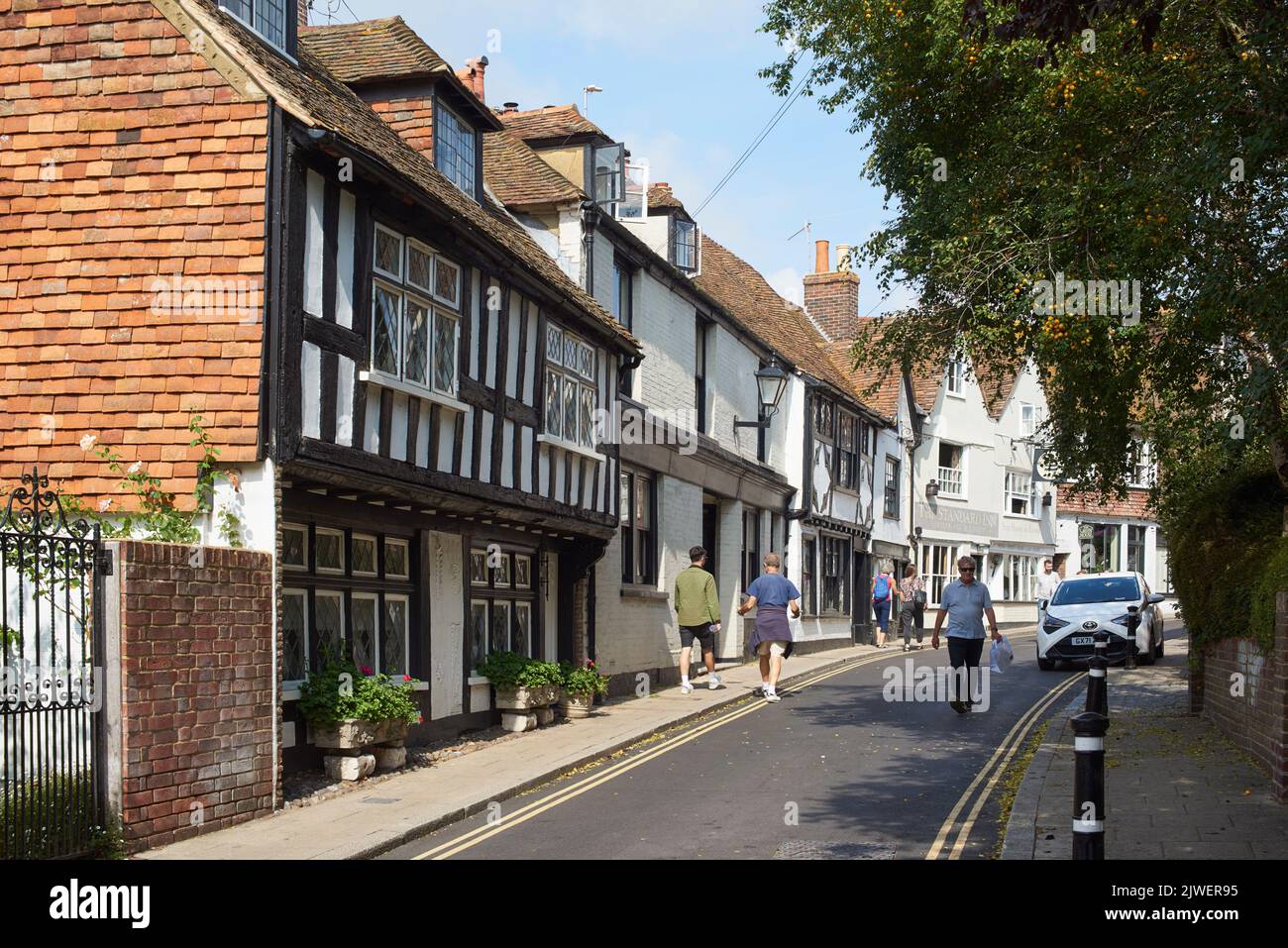 Historic houses along The Mint in the town of Rye, East Sussex, South ...