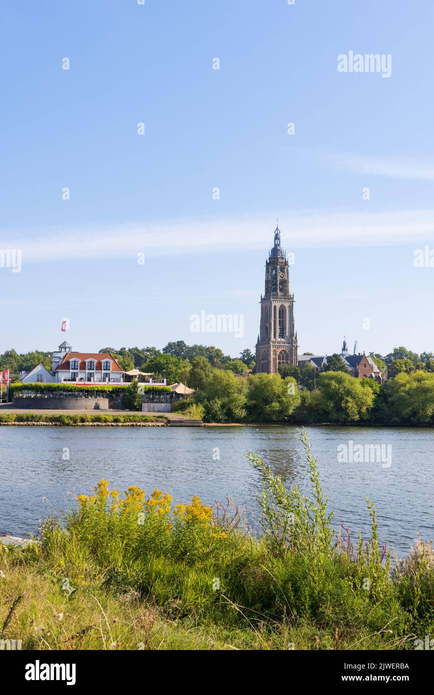 Skyline of Rhenen with Cunerakerk and restaurant Province of Utrecht ...