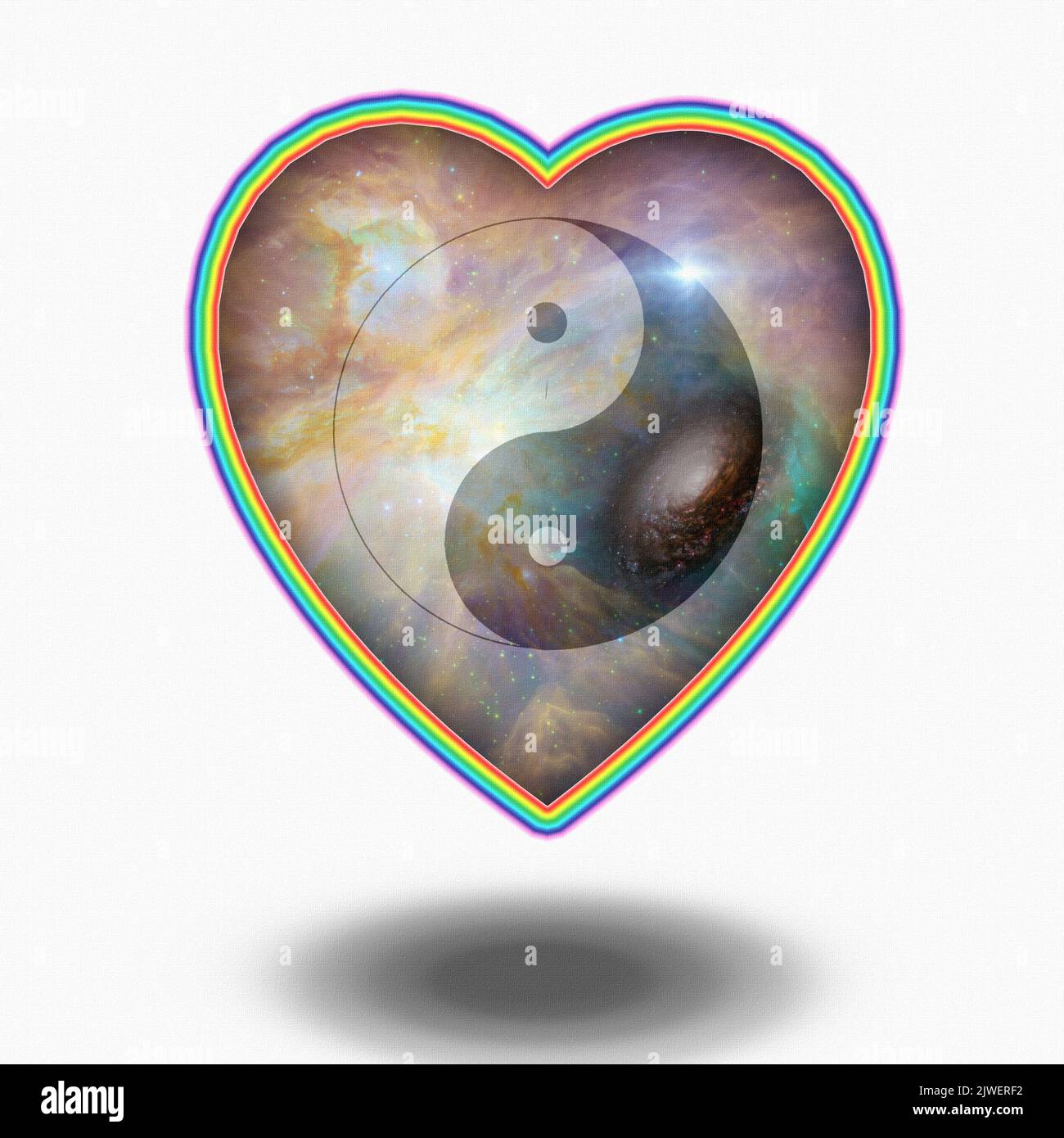 Yin Yang Heart. 3D rendering Stock Photo - Alamy