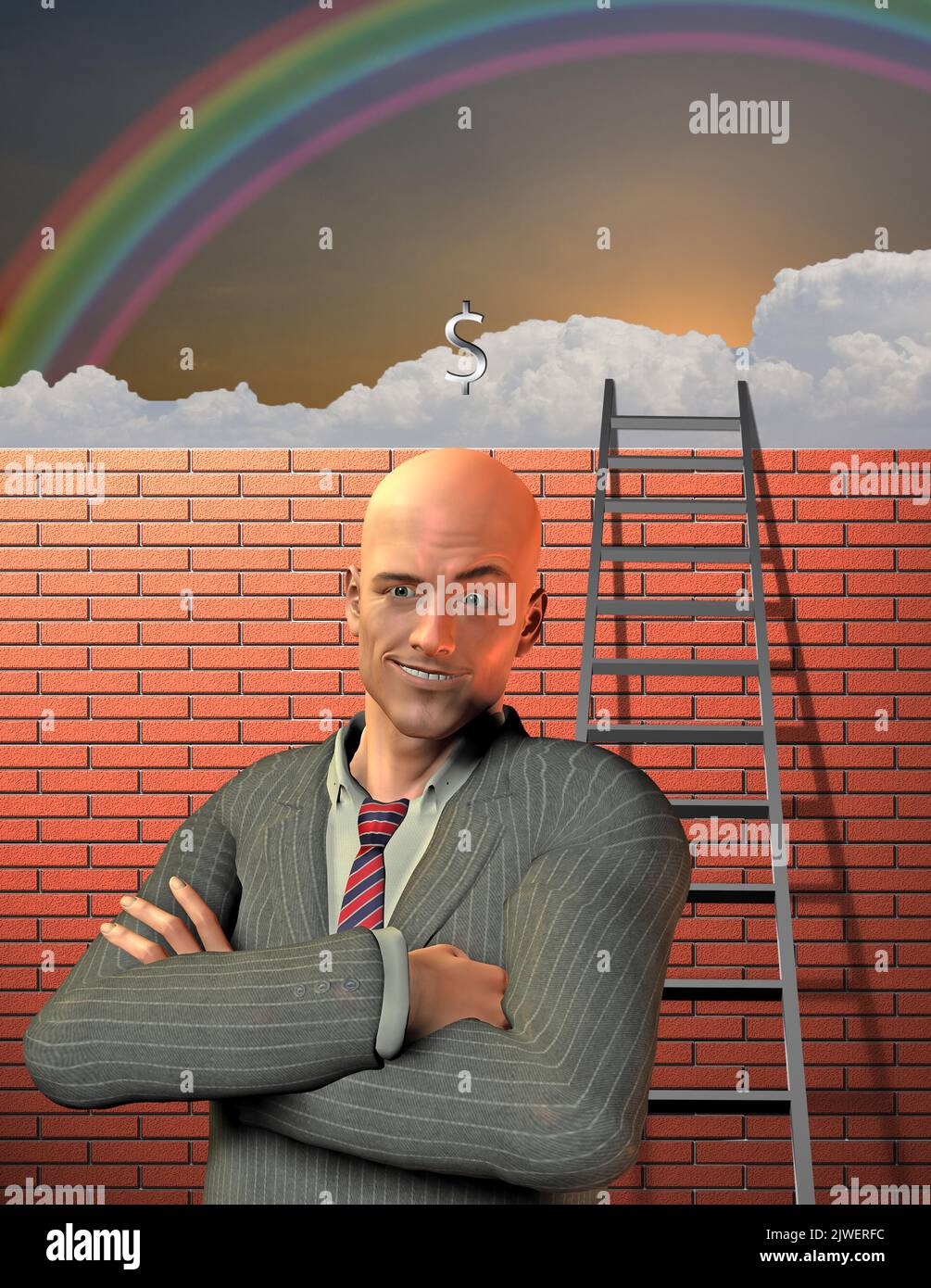 Bald man question. 3D rendering Stock Photo - Alamy